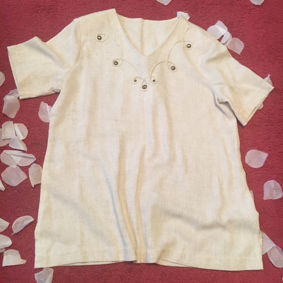 Southern Lady | Tops | Southern Lady Tunic Cream Studded Round Neck ...